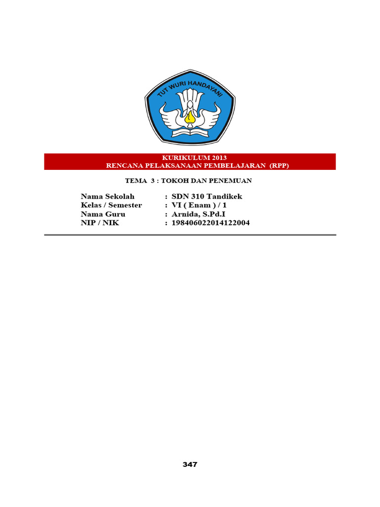 RPP Kelas Vi Tema 3 Tokoh Dan Penemuan | PDF | Karier & Perkembangan | Kajian Bahasa Asing