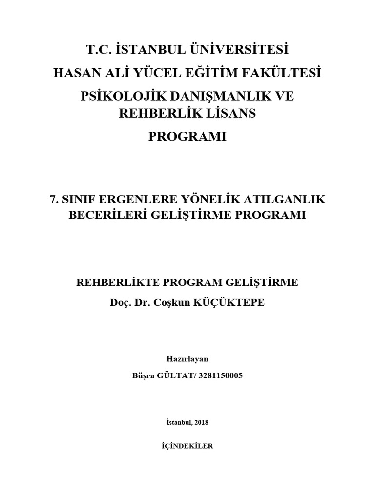 Atilganlik Becerileri Gelistirme Program | PDF