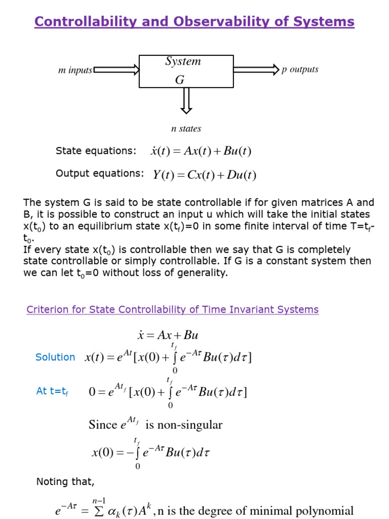 Controllability & Observability | PDF | Matrix (Mathematics) | Eigenvalues And Eigenvectors