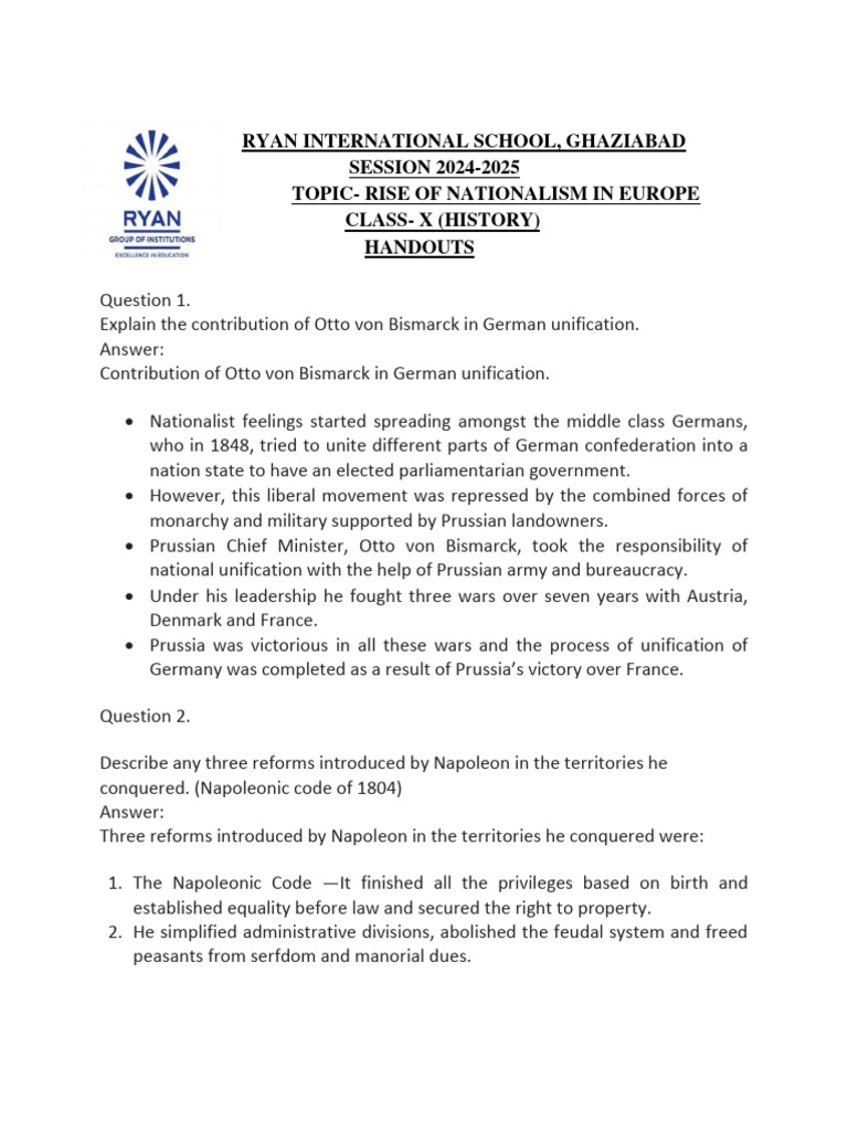 The Rise of Nationalism in Europe Handouts | Download Free PDF | German ...