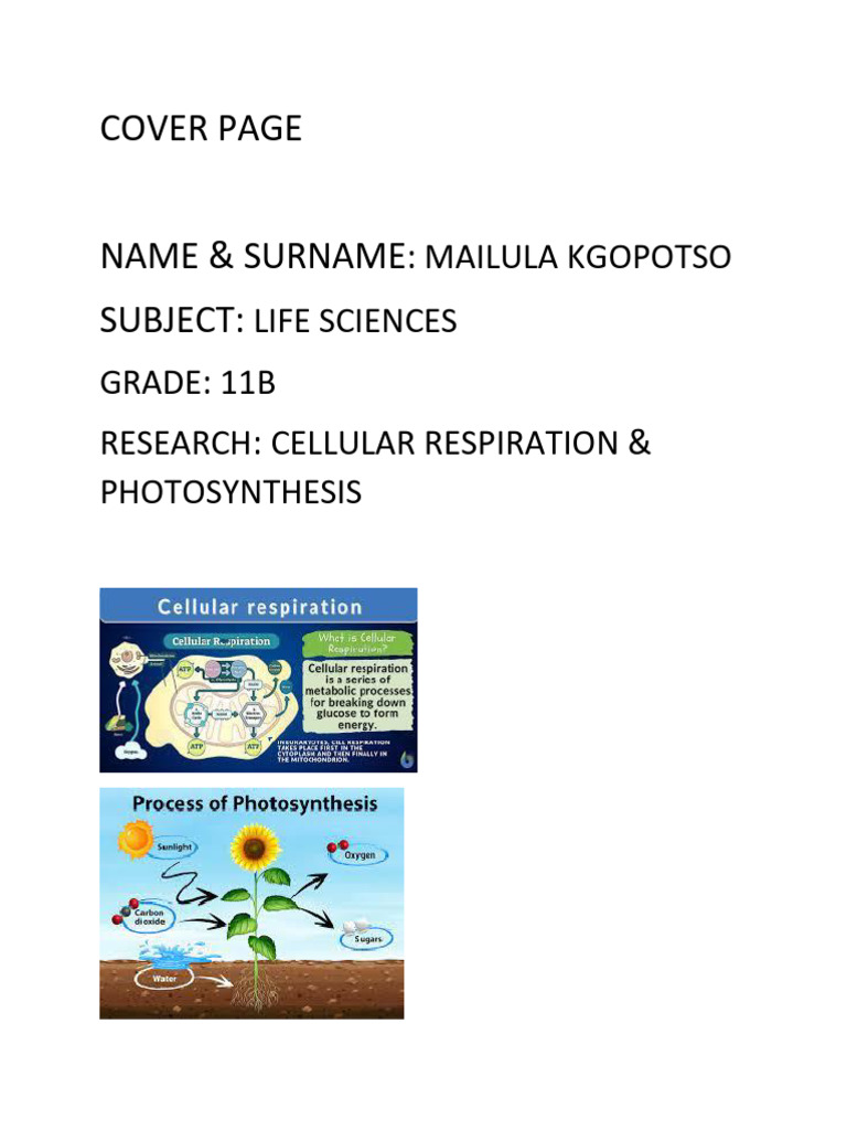 Cover Page | PDF | Cellular Respiration | Photosynthesis