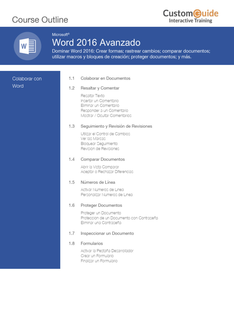 word-2016-avanzado--esquema | PDF | Microsoft Word | Software