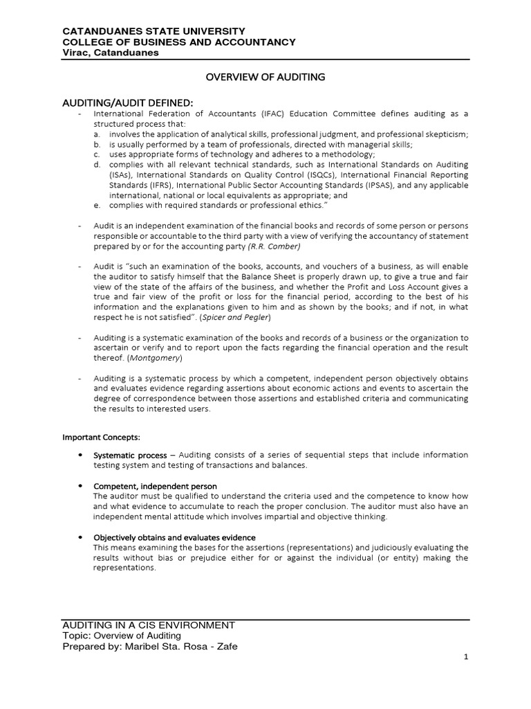 CHAPTER 1 - Overview of Auditing | PDF | Audit | Financial Audit