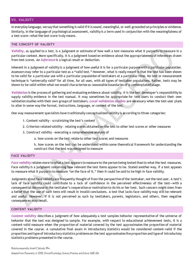 Vii. Validity | PDF | Validity (Statistics) | Statistics