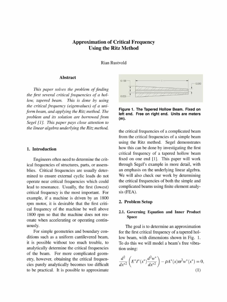 Approximation of Critical Frequency | PDF | Finite Element Method | Beam (Structure)