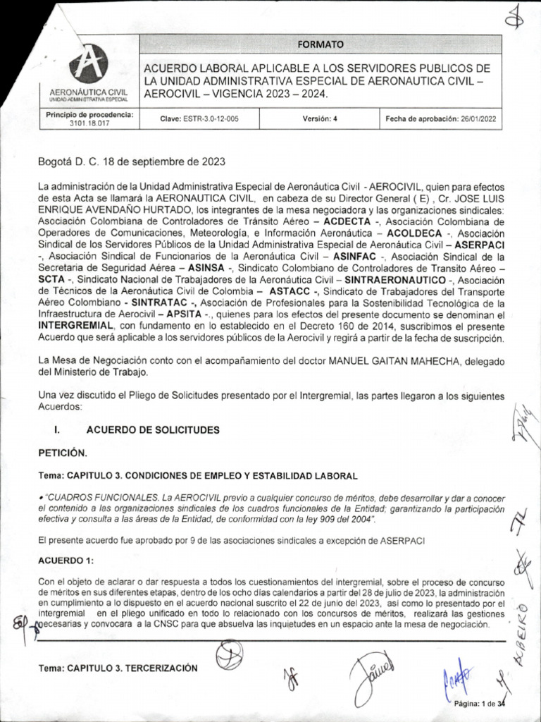 Acuerdo Laboral Final 2023 - 2024 | PDF