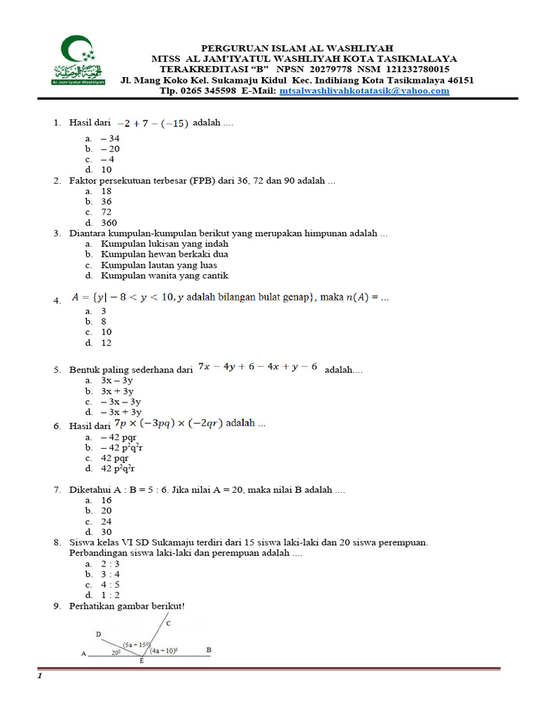 SOAL AM MATEMATIKA 2024 | PDF