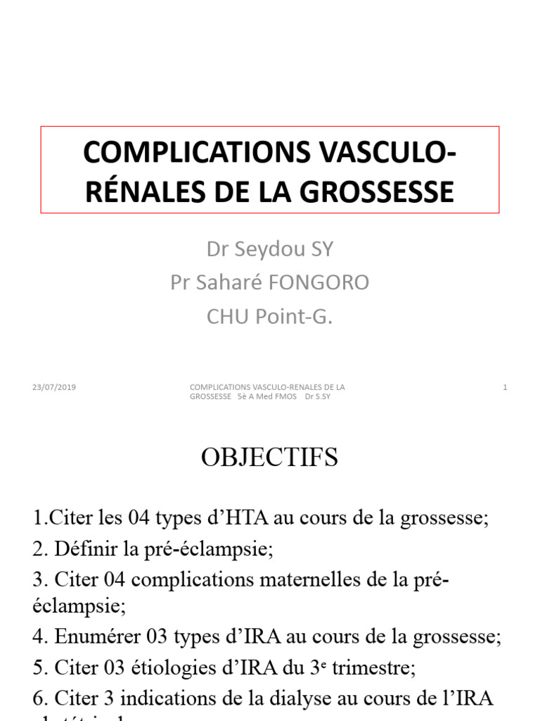 Complications vasculo-rénales en grossesse | PDF | Hypertension ...