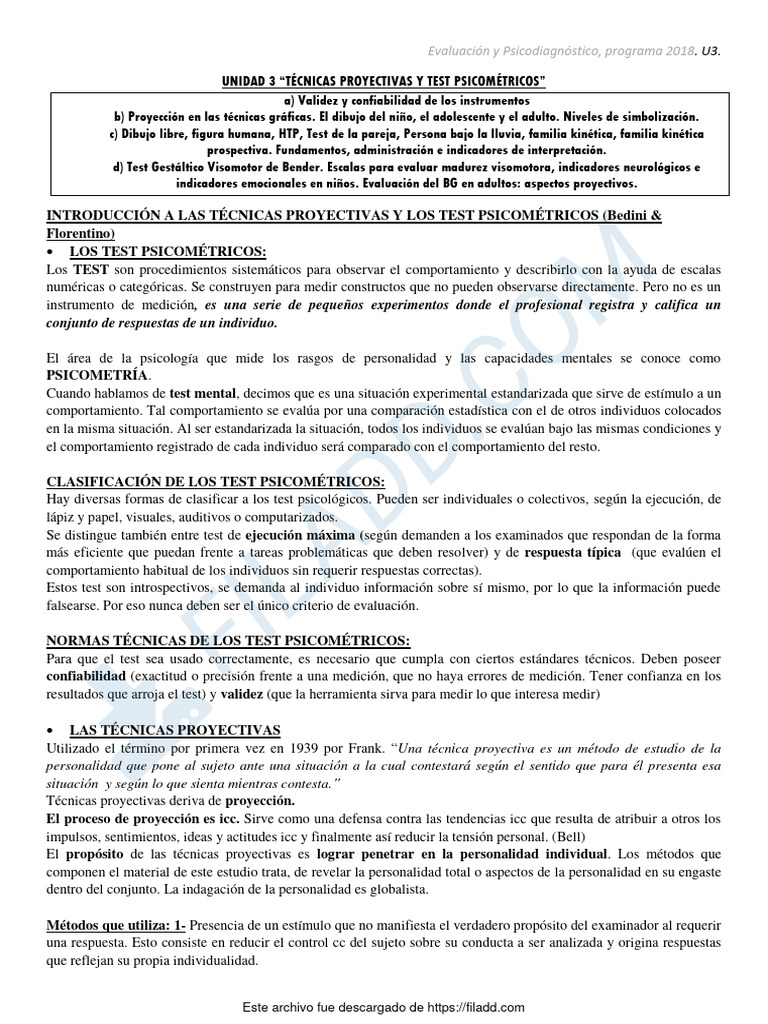 Unidad 3 Evaluacion y Psicodiagnostico | PDF | Pruebas psicologicas | Comportamiento