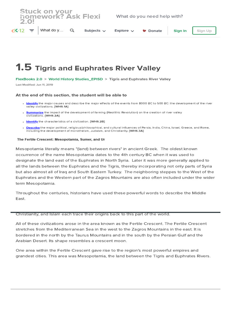 Tigris & Euphrates River Valley History | PDF | Sumer | Mesopotamia