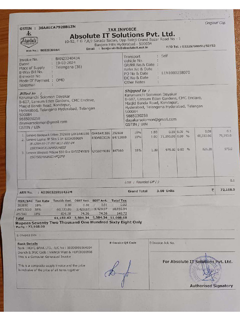 Laptop Invoice | PDF