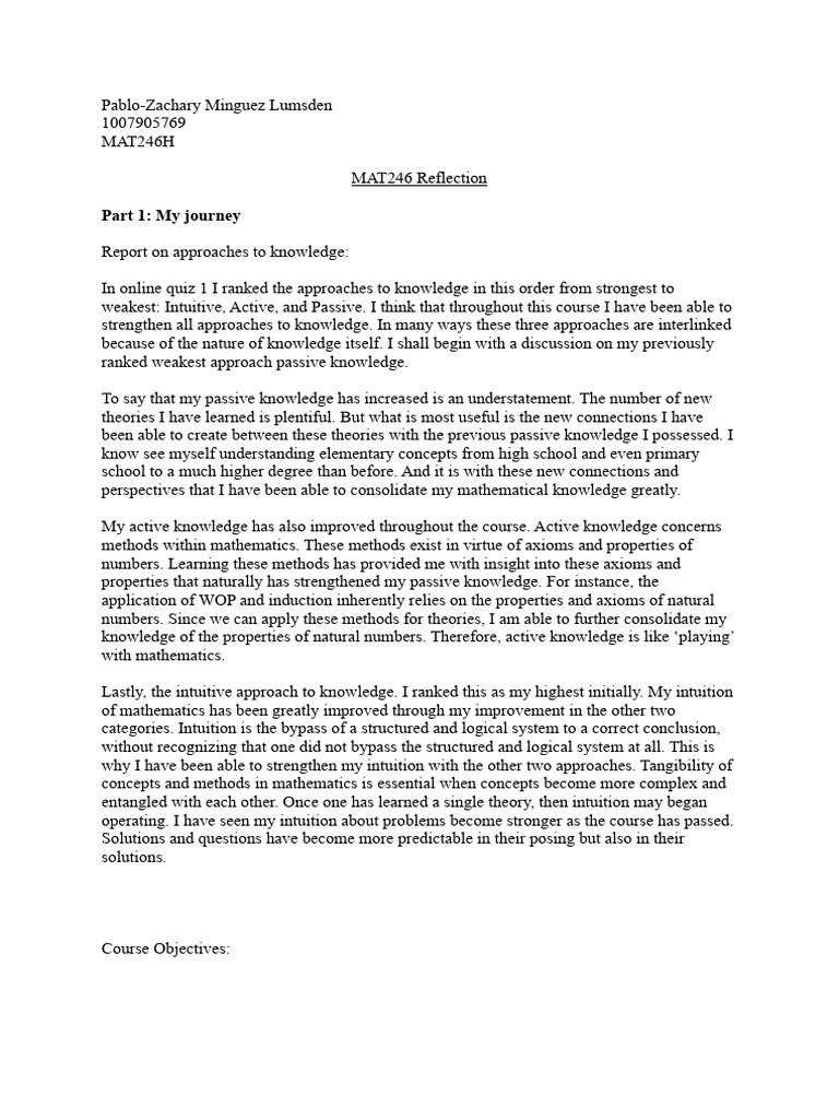 MAT246 Reflection | PDF | Numbers | Mathematics