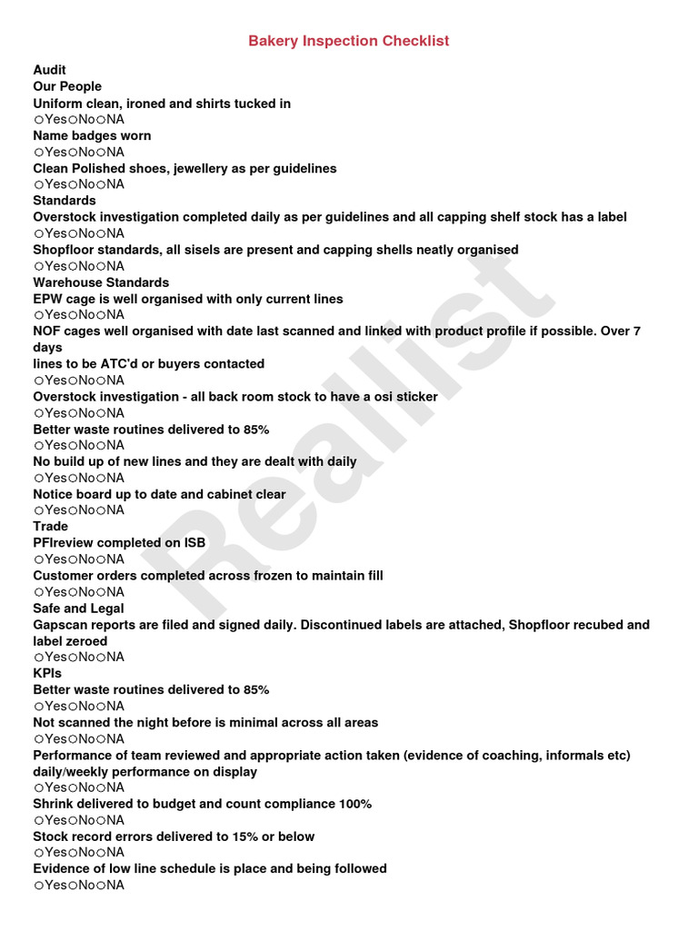 Bakery-Inspection-Checklist2024-05-15 21 - 38 - 02 | PDF