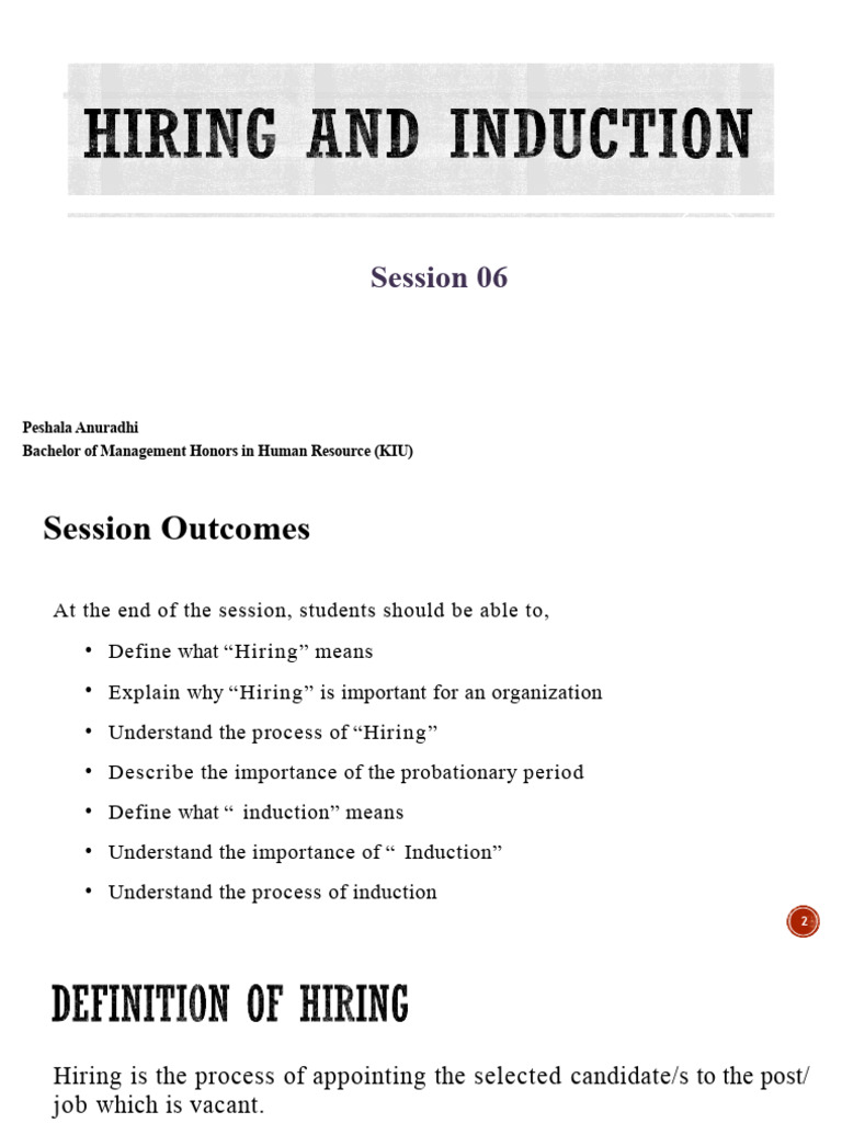 Hiring and Induction Process Overview | PDF | Recruitment | Employment