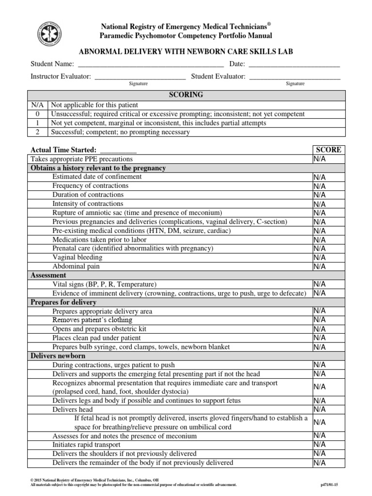 Fp471 Abnormal Delivery With Newborn Care Skill Lab Form | PDF ...