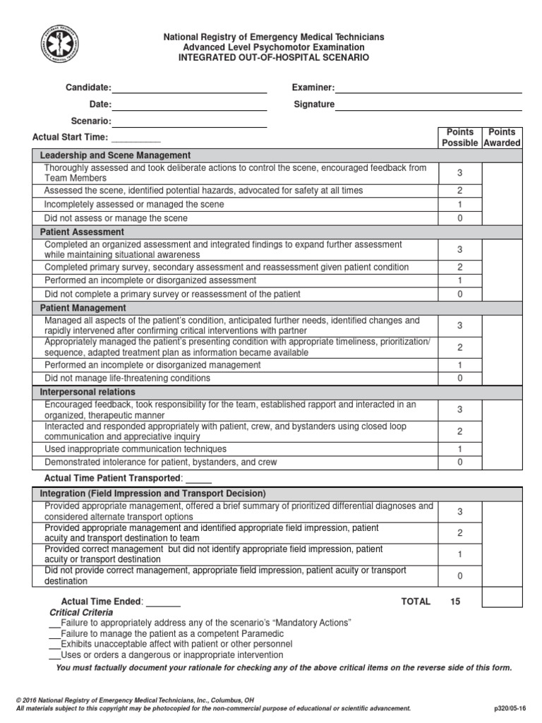Draft NREMT Integrated Out-Of-hospital Scenario | PDF | Emergency ...
