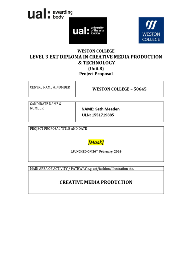 FMP Project Proposal Template Year 1 | PDF