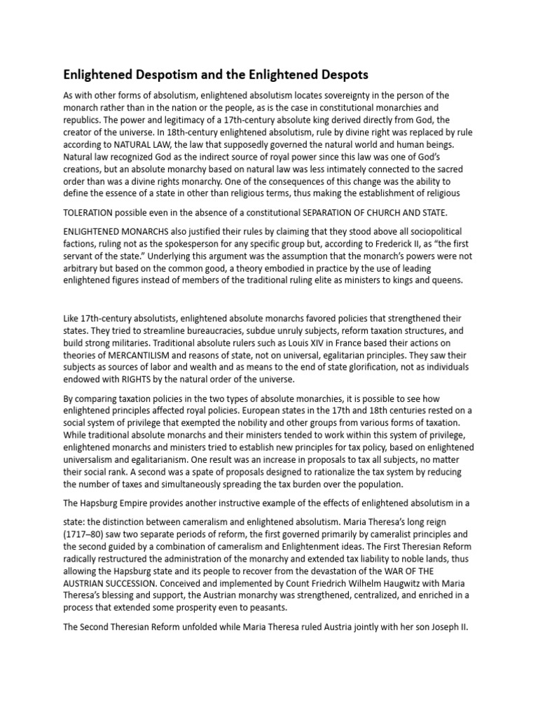 Enlightened Despotism and The Enlightened Despots | PDF | Absolute ...
