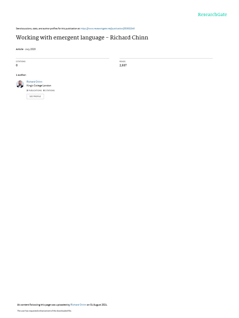 Working With Emergent Language - Richard Chinn: July 2020 | PDF ...
