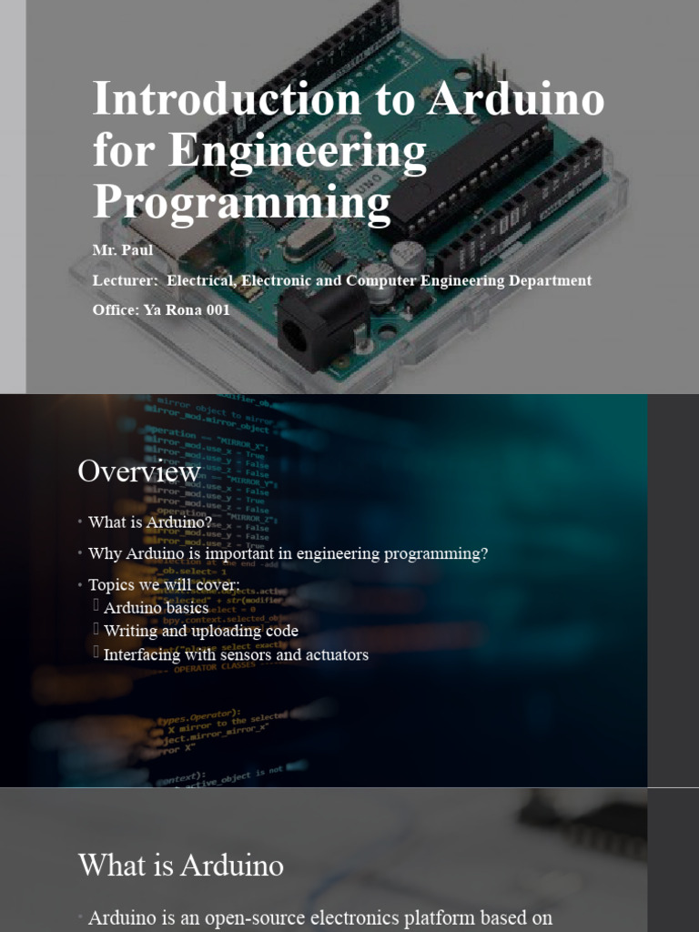 Introduction To Arduino For Engineering Programming | PDF | Arduino | Integrated Development ...