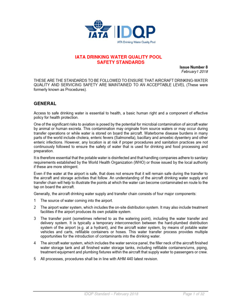 IDQP Standards February 2018 | PDF | Drinking Water | Chlorine