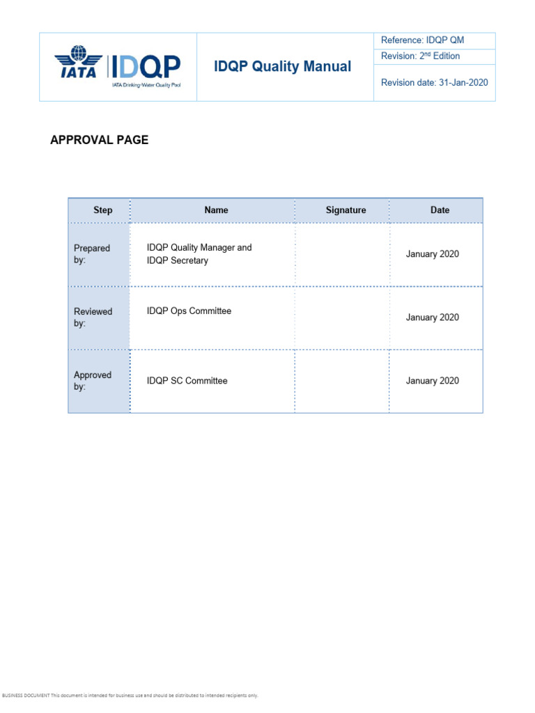 IDQP Quality Manual 2020 ED 2 v2 | PDF | Safety | Risk