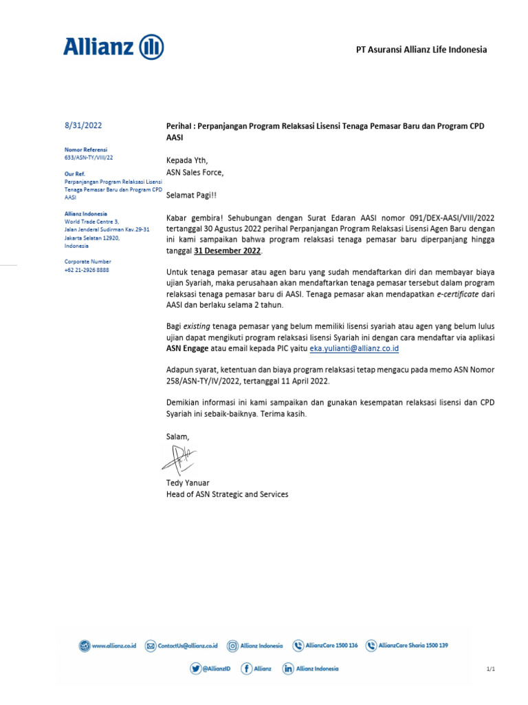 2022 Memo Perpanjangan Program Relaksasi Lisensi Tenaga Pemasar Baru Dan Program Cpd Aasi Pdf