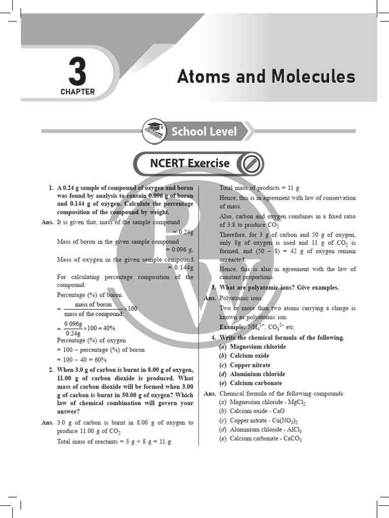 Atoms and Molecules | PDF | Chemical Compounds | Oxide