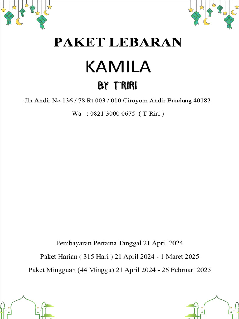Paket Lebaran Kamila (2024-2025) | PDF | Kesehatan Holistik | Gaya Hidup