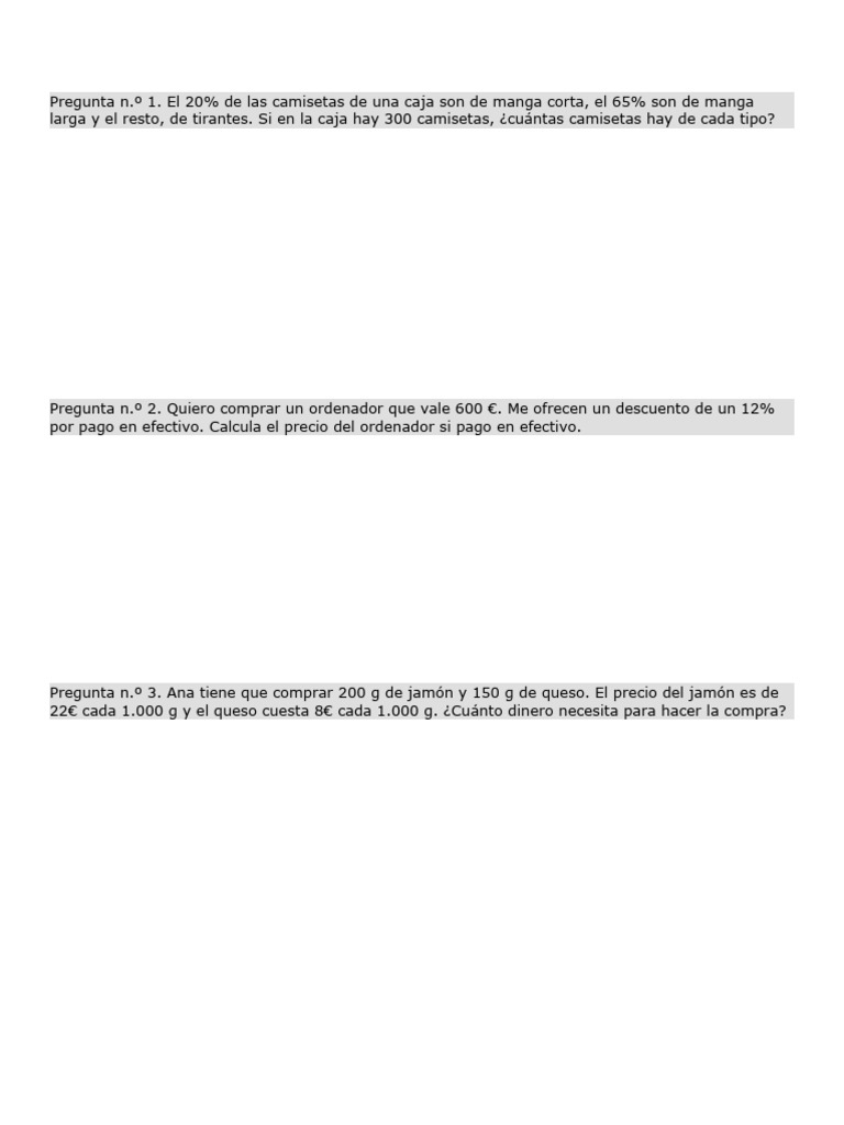 Repaso matemáticas 6º PROBLEMAS | PDF