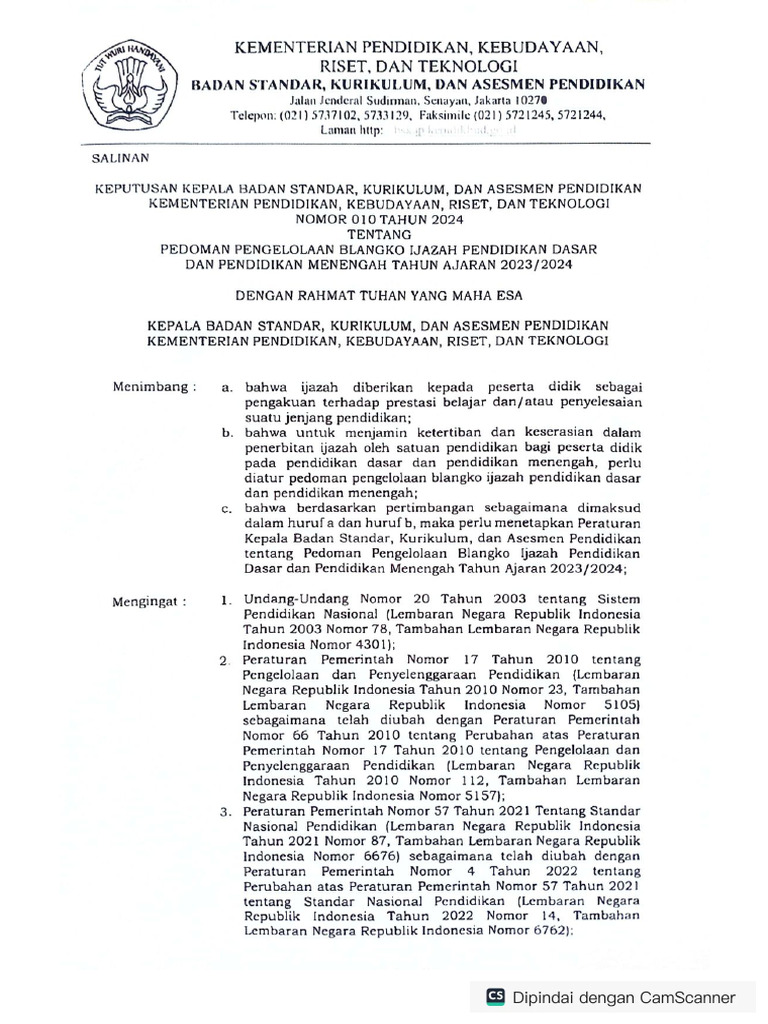 Lampiran Tata Cara Pengisian Blangko Ijazah 2023-2024 | PDF