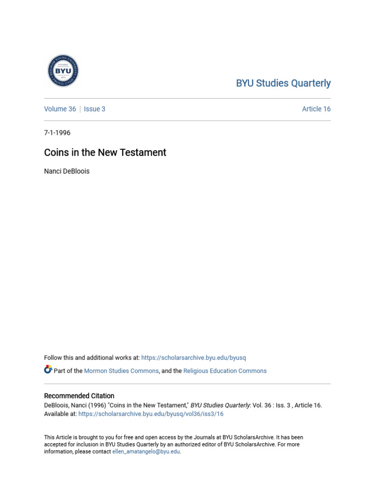 Coins in The New Testament | PDF | Currency | Numismatics