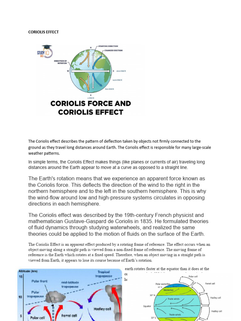 CORIOLIS EFFECT | PDF | Atmospheric Circulation | Atmosphere Of Earth