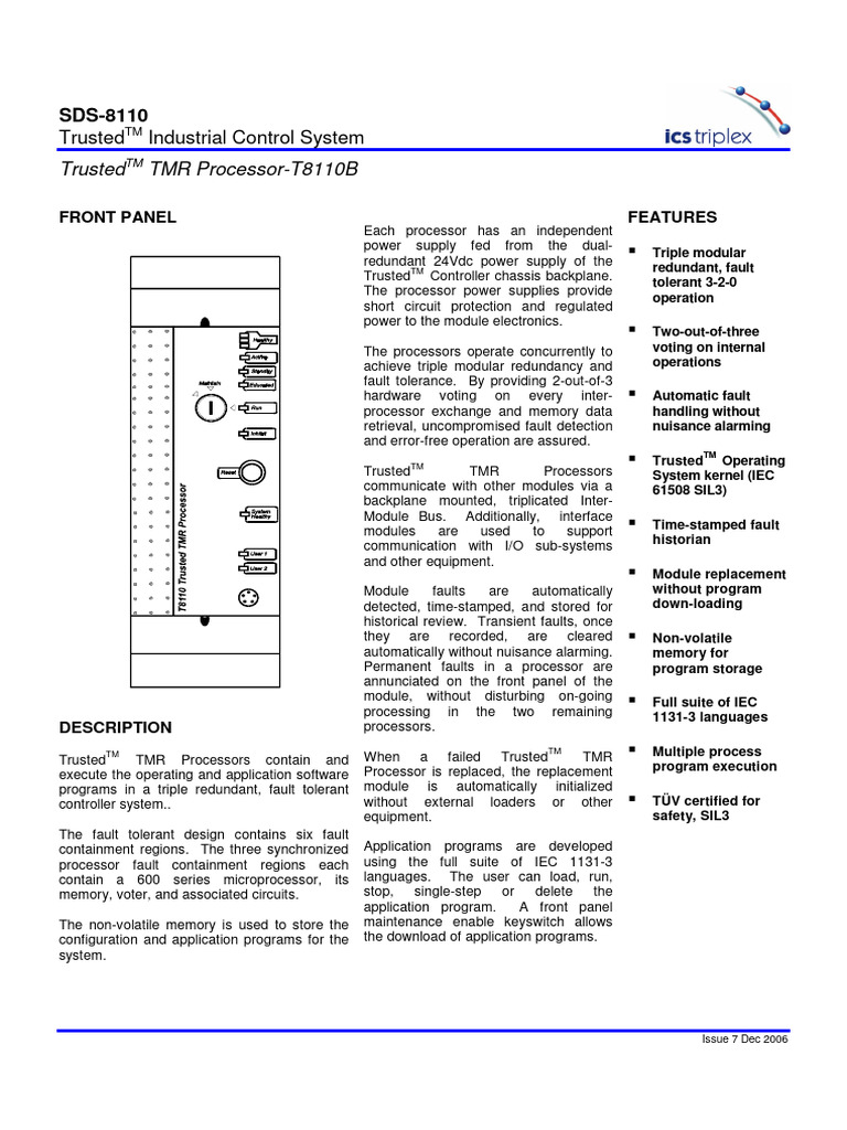 SDS-8110 Trusted TMR Processor 07 | PDF | Computer Memory | Fault Tolerance