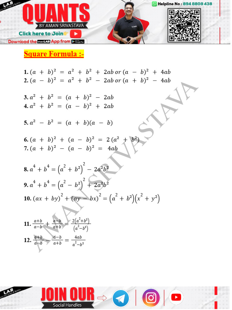 Algebra Formula BOOK | PDF | Quadratic Equation | Mathematics