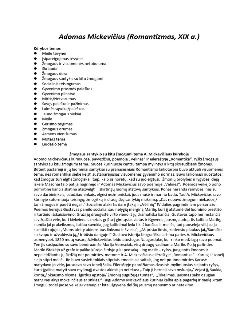 Adomas Mickevicius Ir Kiti Romantikai | PDF