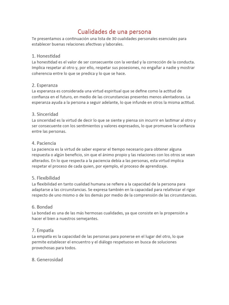 Cualidades y Defectos Personales | PDF | Tolerancia | Virtud