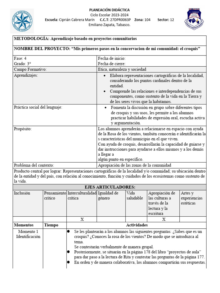 Proyecto Croquis de Mi Comunidad | Descargar gratis PDF | Cognición | Aprendizaje