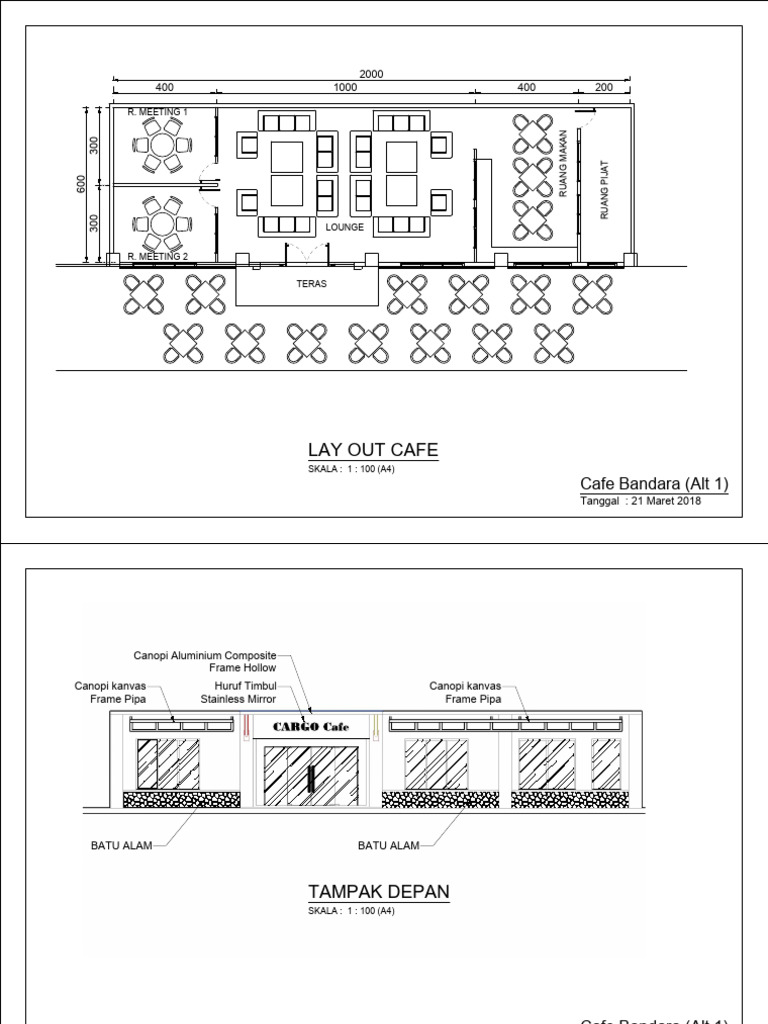 Alternatif 1 - Gambar Dan RAB Cafe Bandara (21032018) | PDF | Building Materials