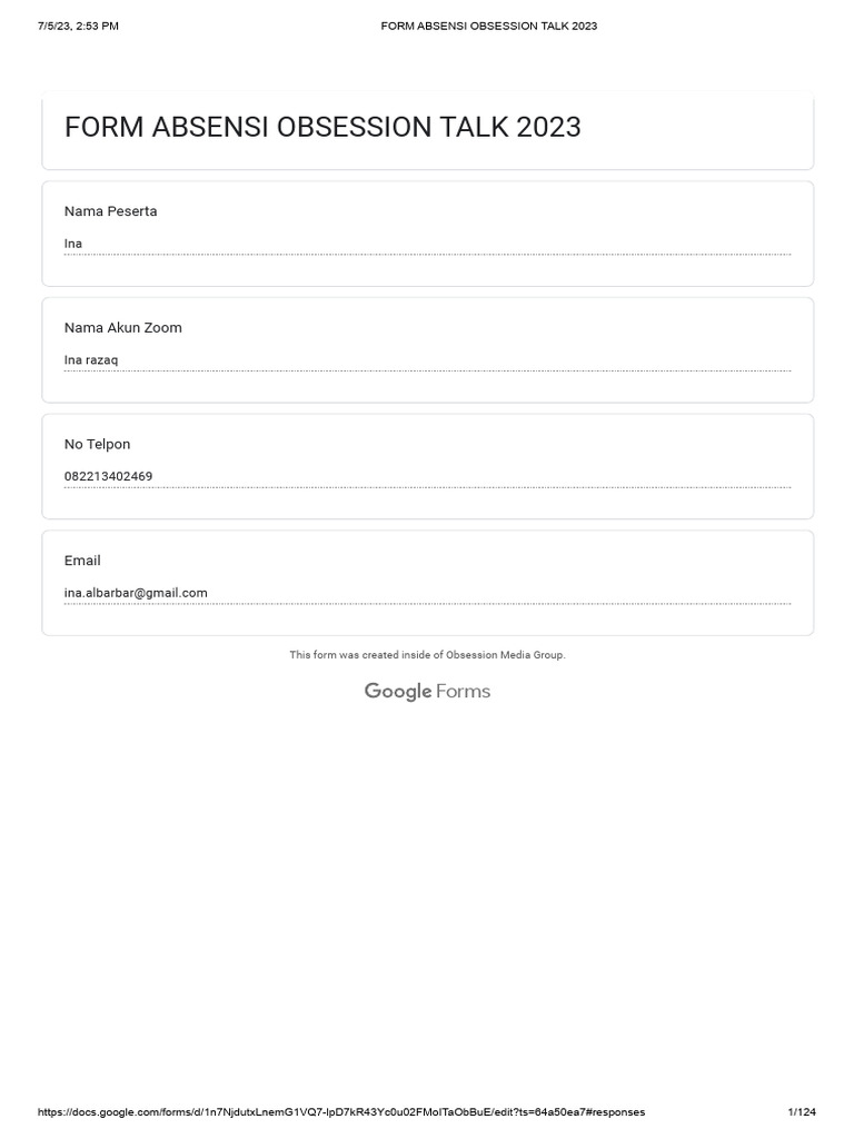 Absensi OT2023 Form - Google Forms | PDF
