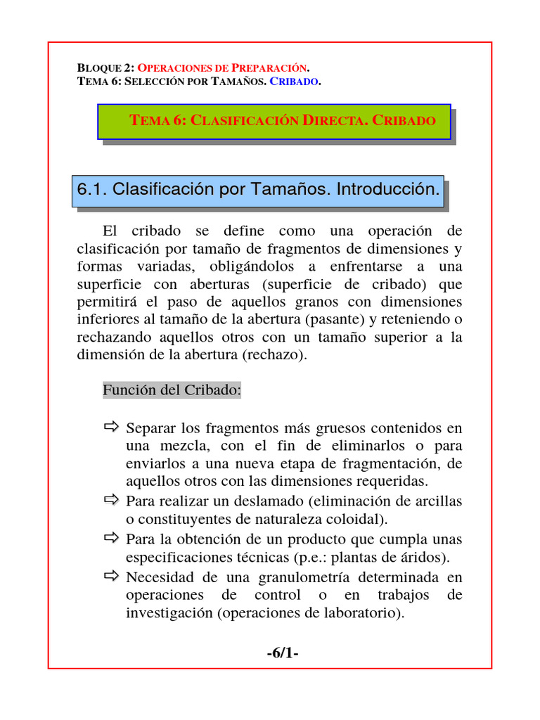 Definición y Función del Cribado | PDF | Acero