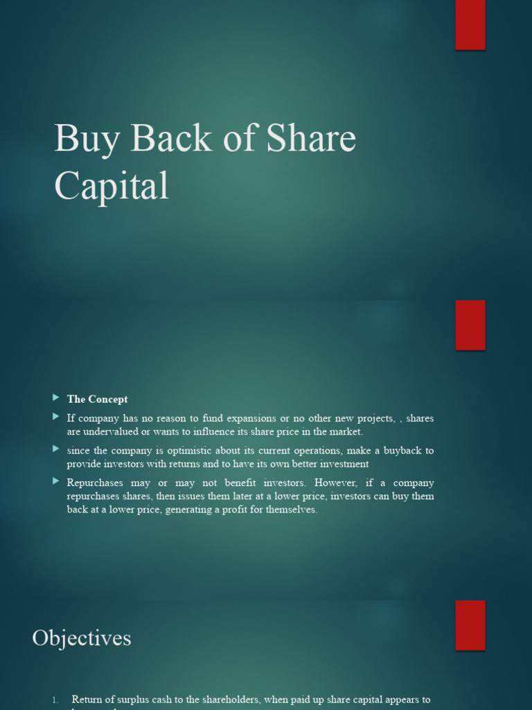 Buy Back of Share Capital | PDF | Share Repurchase | Investing