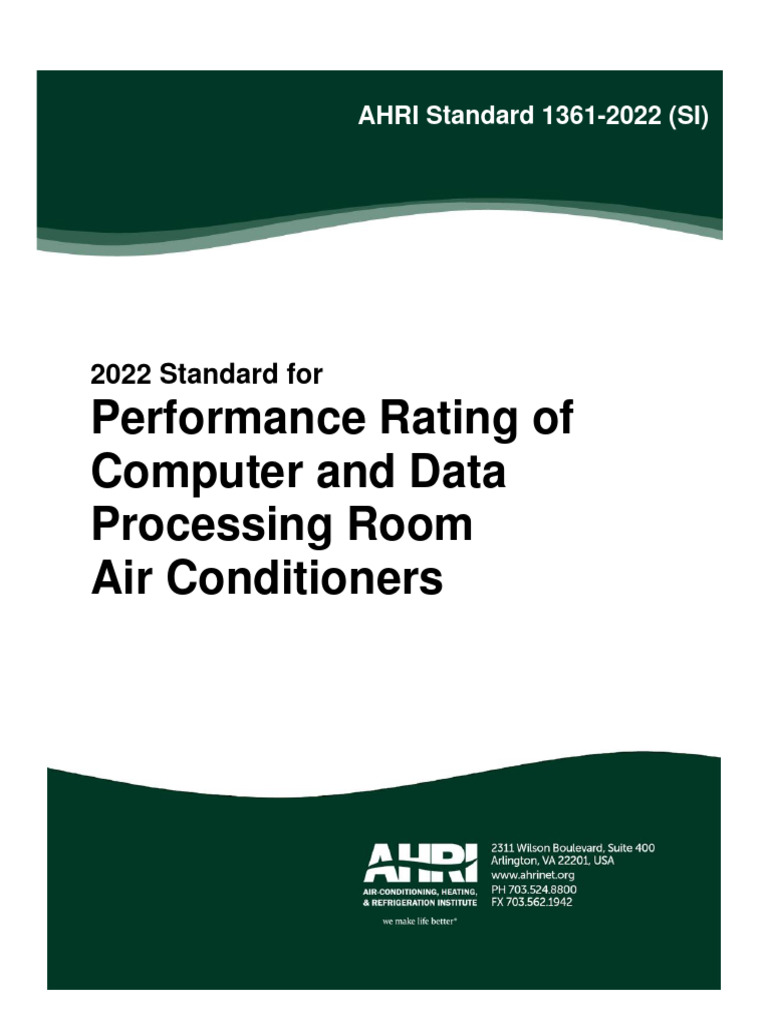 AHRI Standard 1361-2022 (SI) | PDF | Air Conditioning | Heat Exchanger