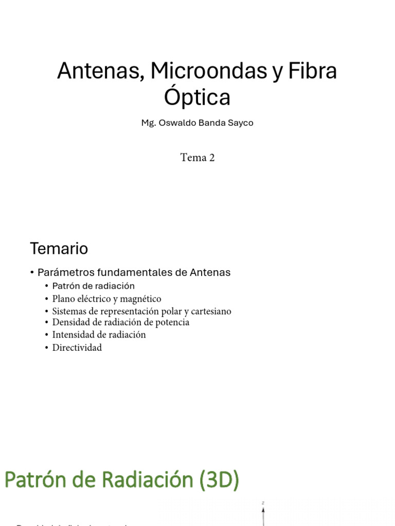 TEMA 2.2 - Material - Antenas microondas y fibra optica | PDF | Antena (Radio) | Física