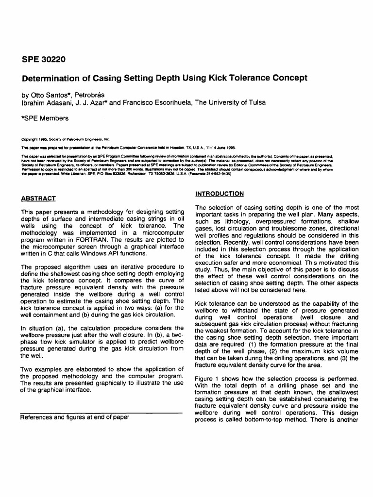 Casing Setting Depth by KT | PDF