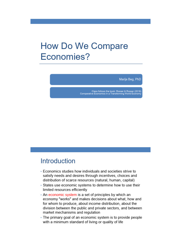 Chap 1 - How Do We Compare Economies? | PDF | Economic System | Socialism