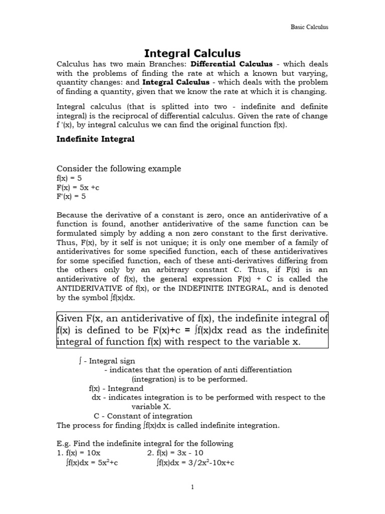 Integral Calculus | PDF | Integral | Derivative
