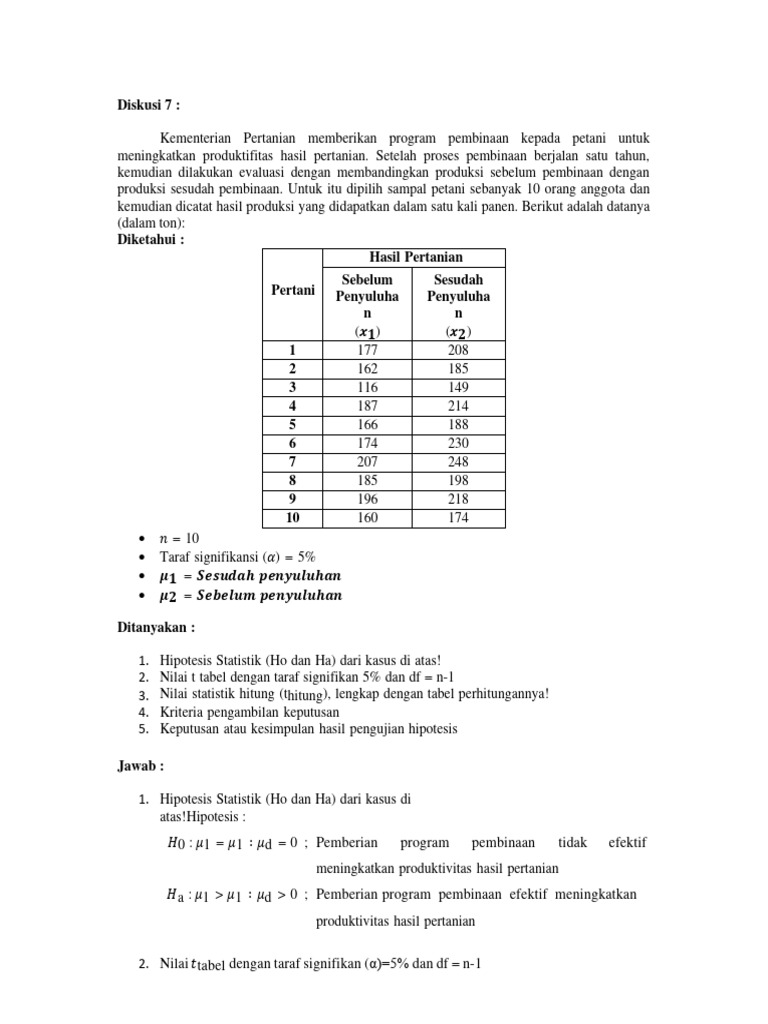 Diskusi 7 Pengantar Statiska | PDF