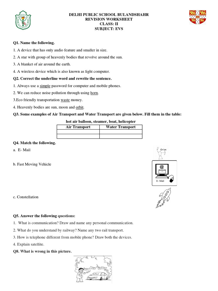 Class 2 Revision Worksheet 2-1 | PDF