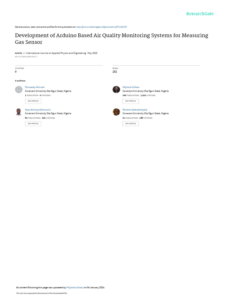 Arduino Air Quality Monitoring System | PDF | Clean Air Act (United ...
